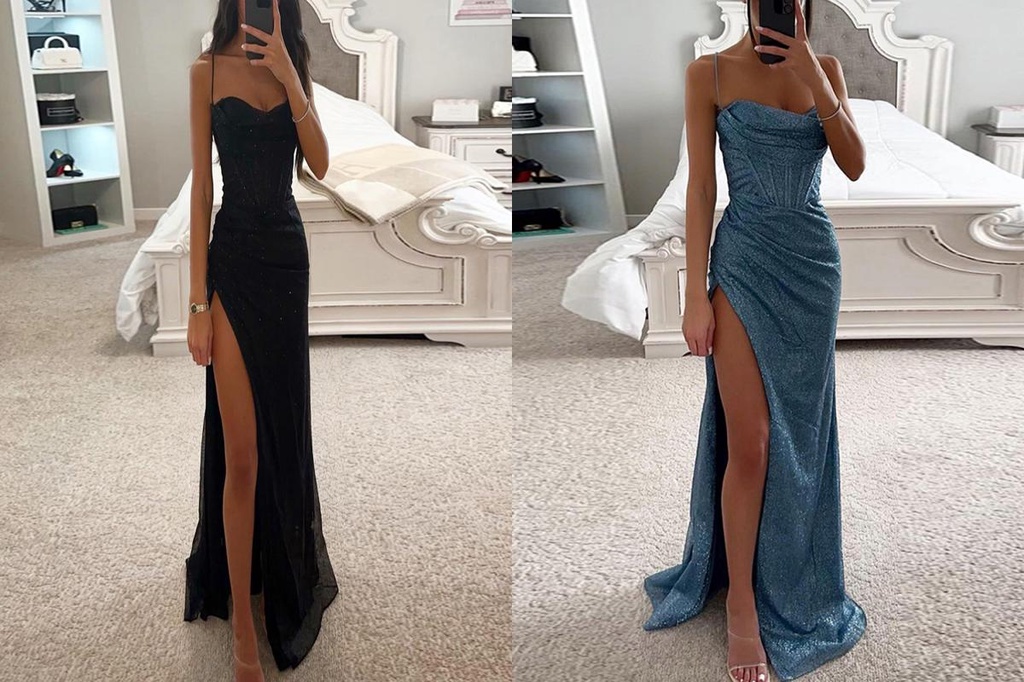 [ER] Prom Dress Lightweight Beach Dress Sexy Sequin Off Shoulder ...