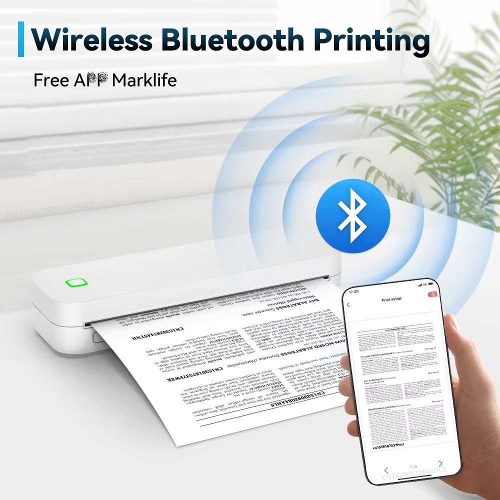 Portable Inkless A4 Thermal Printer D210 Wireless Bluetooth Phone ...