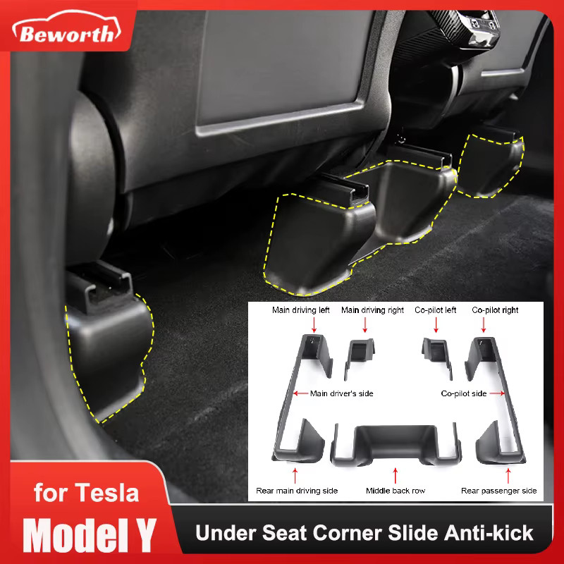 Model Y Rear Under Seat Corner Guard Slide Anti-kick Protection Cover ...