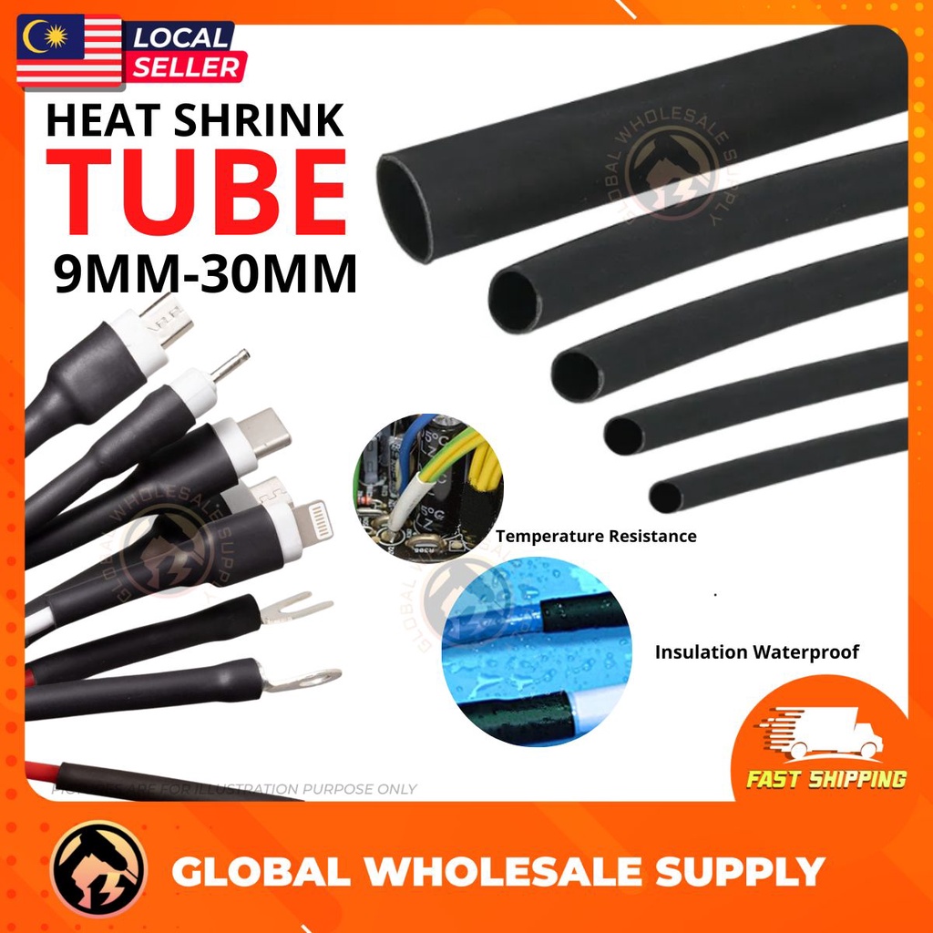 9MM-30MM 1METER Heat Shrink Tube Electrical Tube Penyambung Wayar ...