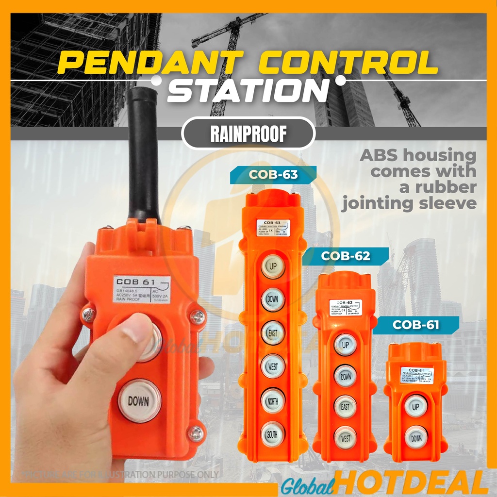 COB-61/COB-62/ COB-63 Rainproof Hoist Crane Push Button Switch Crane Pendant Control Station UP ...