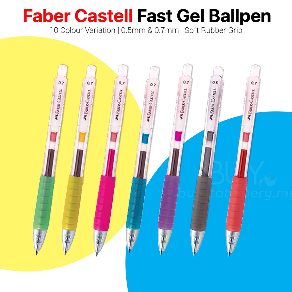 Faber Castell Pen Fast Gel Colour Fast Dry Ink 0.5 0.7 Black Blue ...