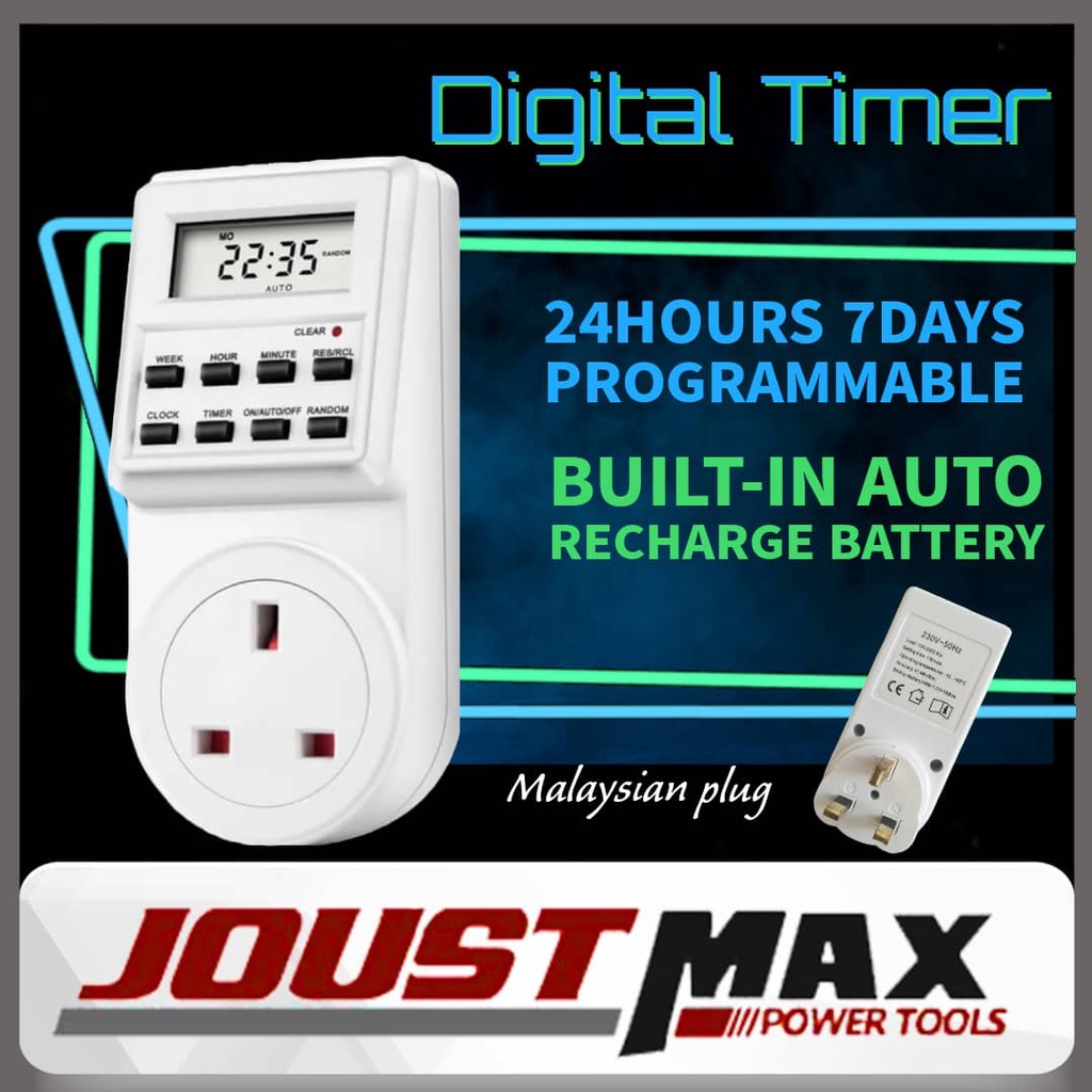 Electronic Digital Timer Switch Socket 24 Hours 7 Days Programmable Cyclic Malaysia Plug Kitchen ...