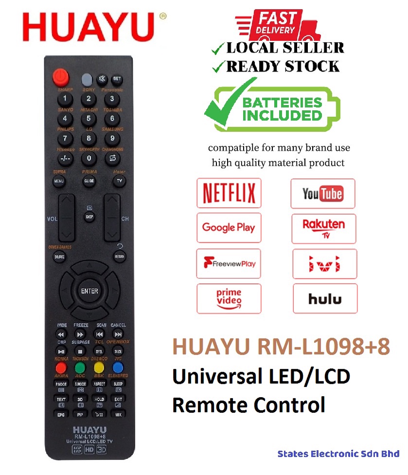 HUAYU RM-L1098+8 Universal LED/LCD Remote Control (RM-L1098) | Shopee Malaysia