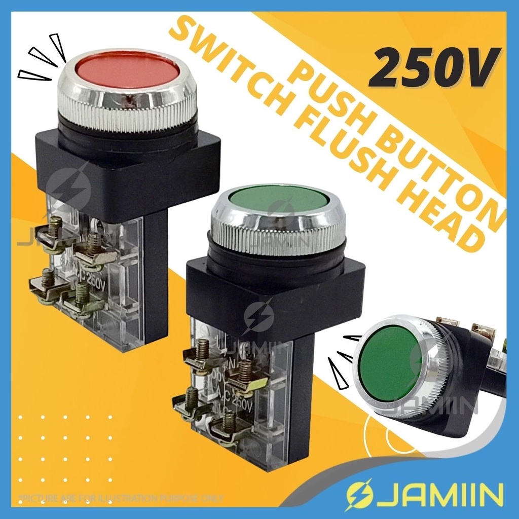 25mm / 30mm Momentary Flat Push Button No Lock Switch Self Reset Spring ...