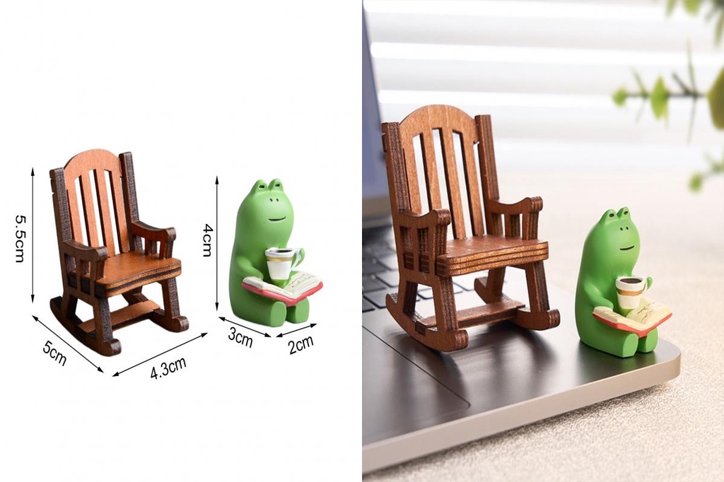 moreorders| Miniature Frog Figurine Desktop Decor Adorable Frog Rocking ...