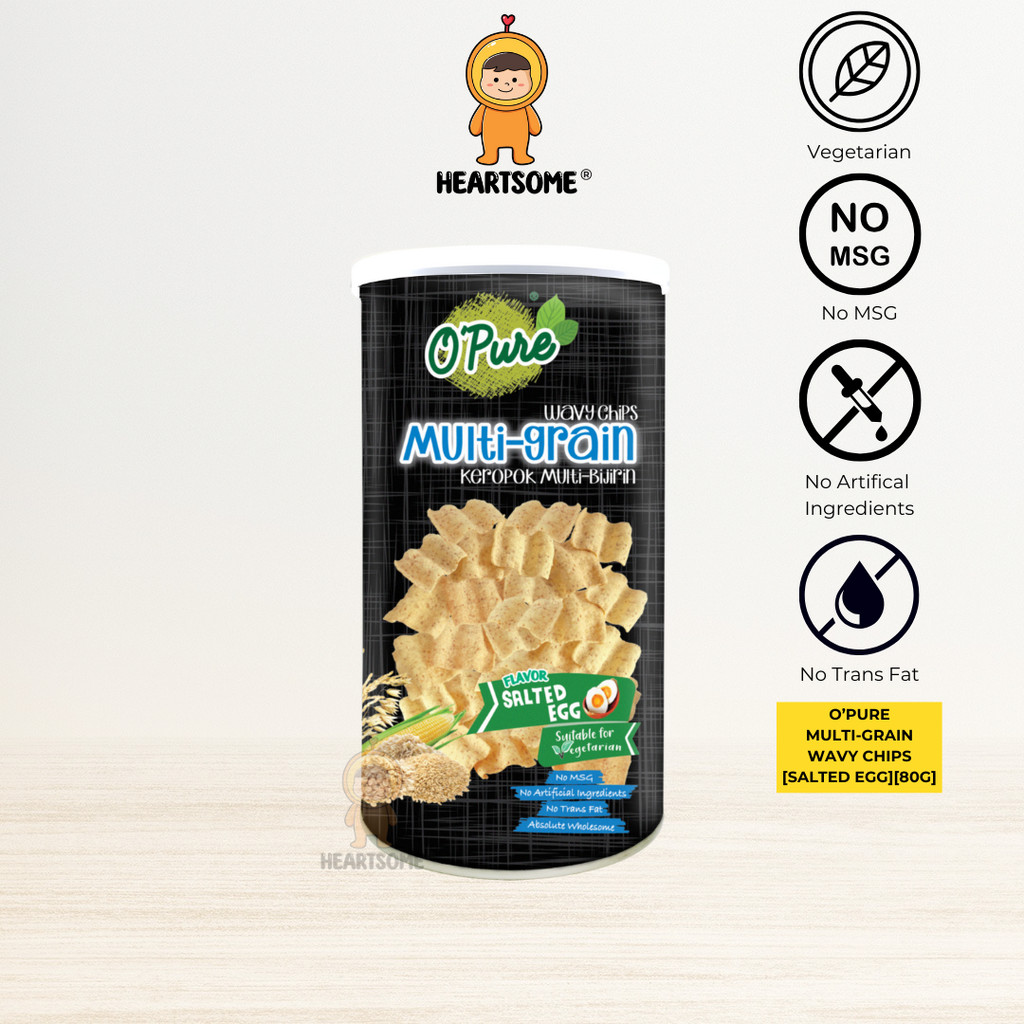 CHIPS MULTI GRAIN WAVY [SALTED EGG] [80G] [O PURE]x[HEARTSOME] | Shopee ...