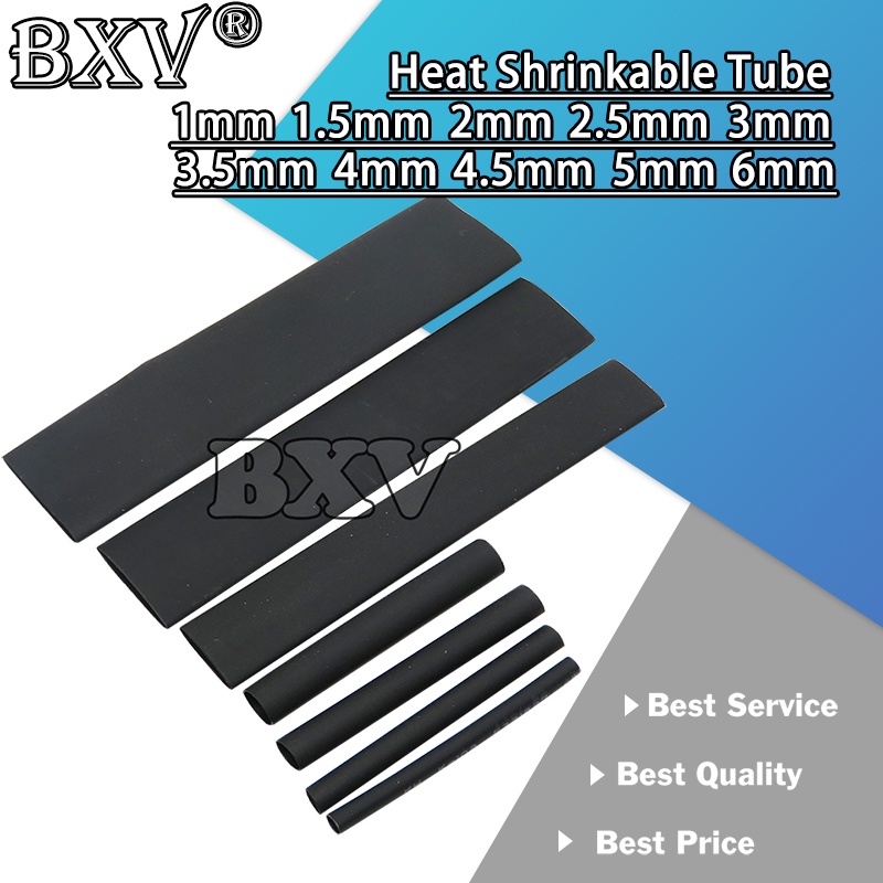 5Meters Heat Shrinkable Tube 1mm 1.5mm 2mm 3mm 4mm 5mm 6mm Black Insulation Sleeve | Shopee Malaysia