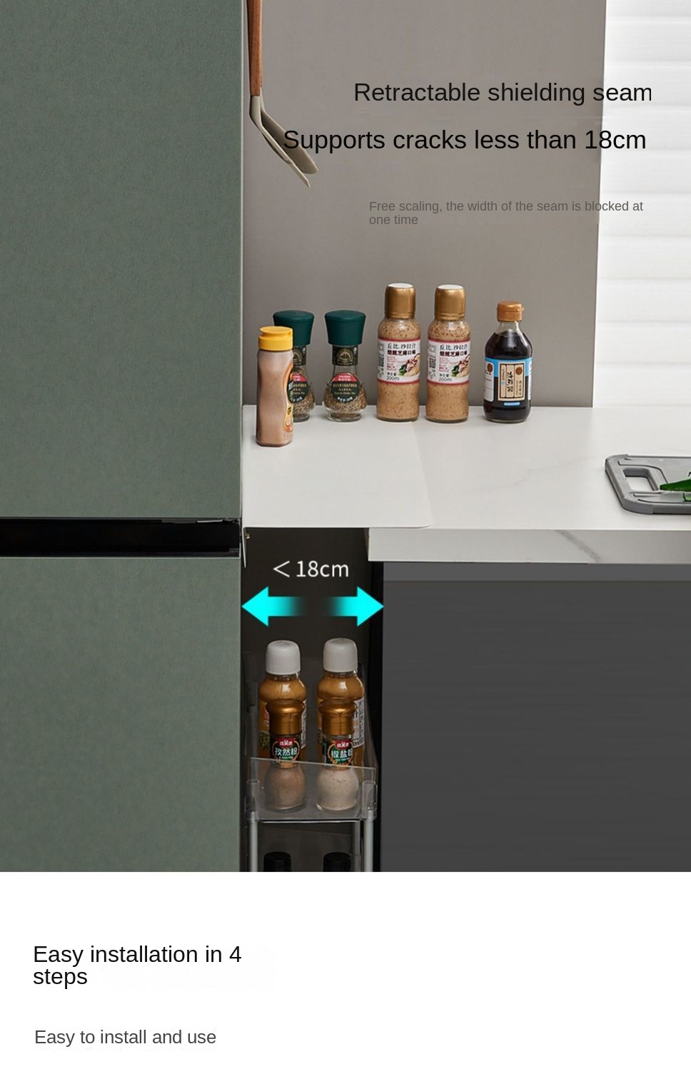 Kitchen Countertop Extension Board Gap Board Wall Perforation-Free Storage Rack Shelf Desktop ...