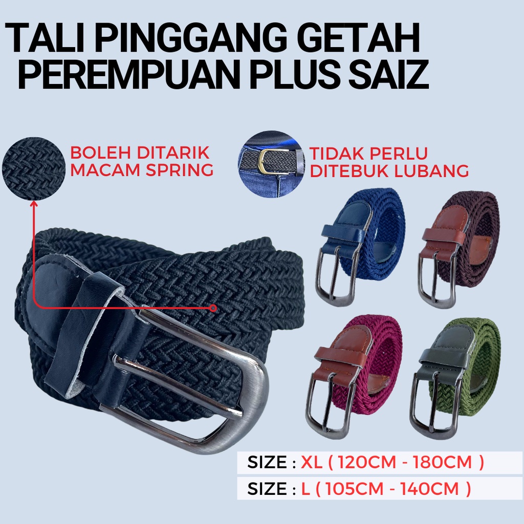 Men Women Elastic Stretchy Belt Big Size Plus Size Belt / Tali Pinggang ...
