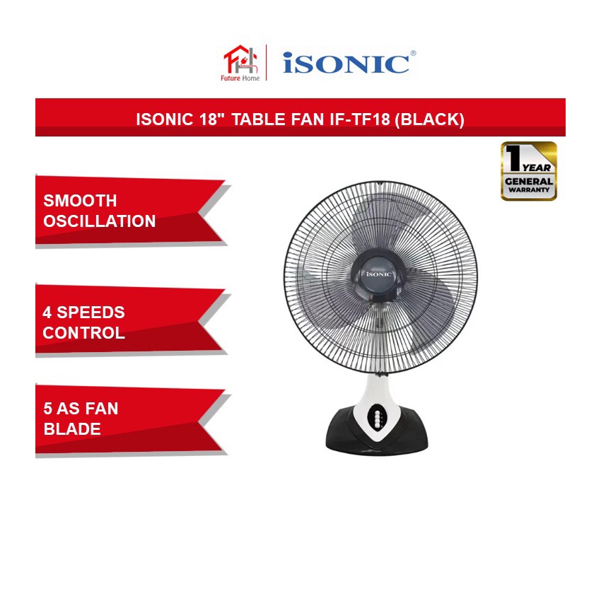 Isonic 18" Table Fan IF-TF18 (Black) | Shopee Malaysia