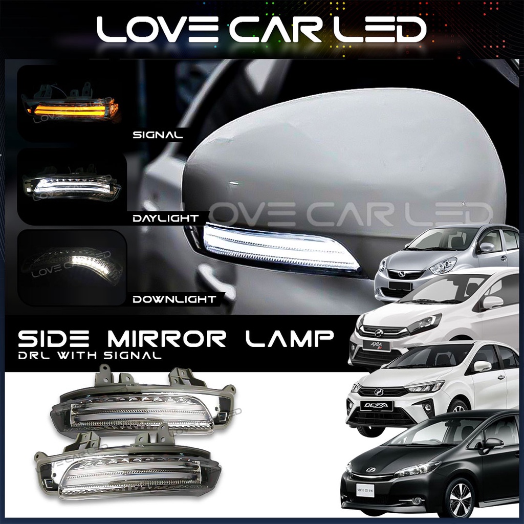 2Pcs Perodua Bezza Side mirror Lamp Dragon Scale Design Drl With ...