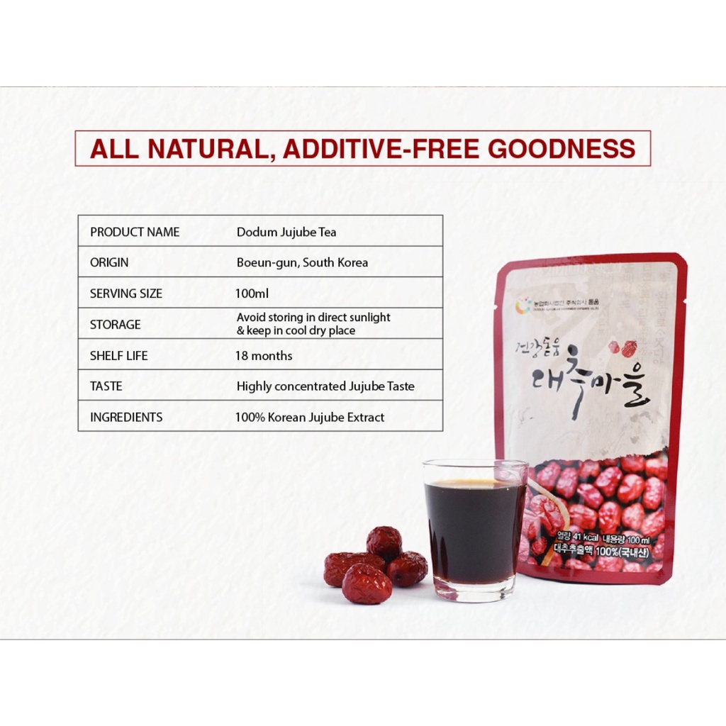 Dodum 100% Korean Jujube Extract 100ml x 30s (for Women’s Health ...