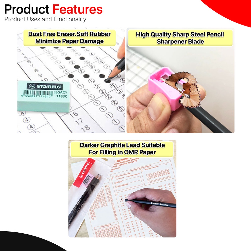 Stabilo Exam Gred Value Pack 2B Pencil Stationary Set -(SET) Alat Tulis ...