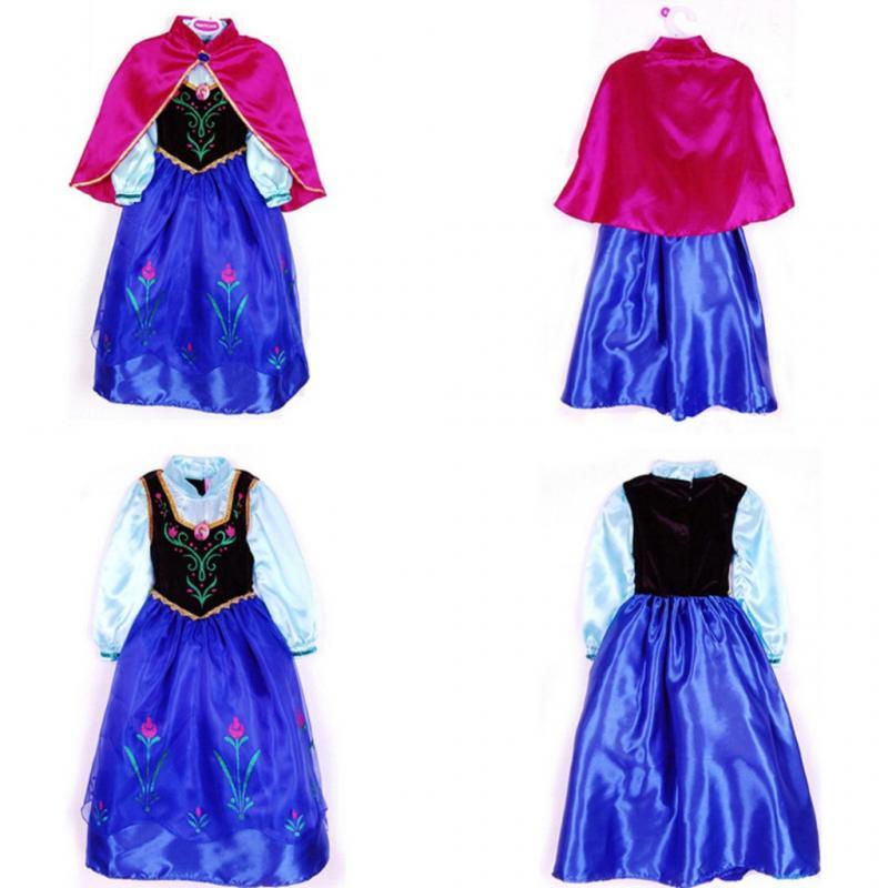 Princess Anna Costume For Kids Girl Frozen Pink Blue Dress Halloween ...