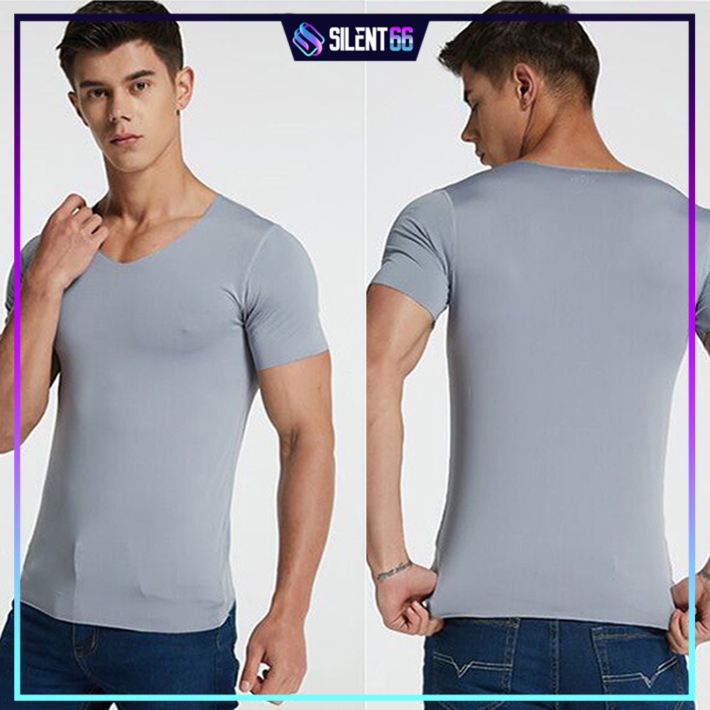 READY STOCK Men Ice Silk Short Sleeve T-shirt V-neck Tee Cooling ...