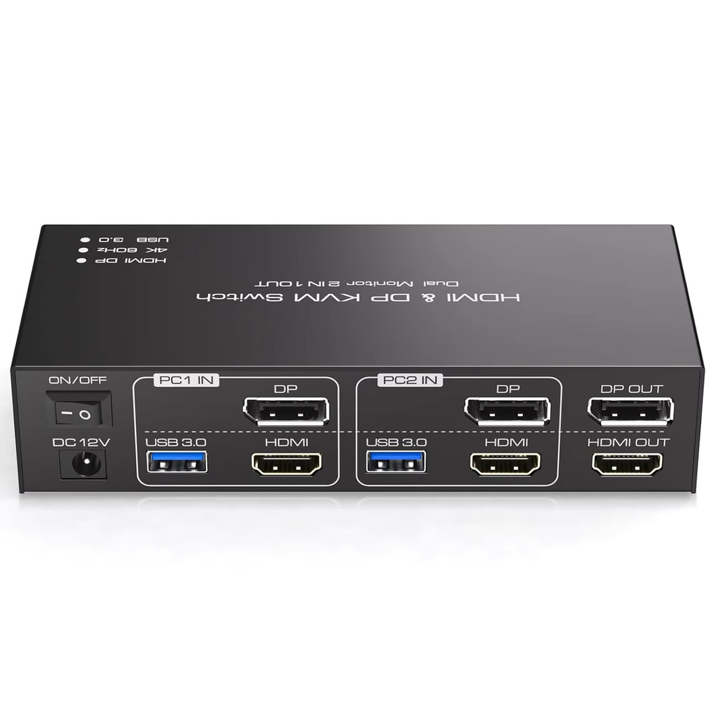 Dual Display HDMI+Displayport KVM Switch 2 in 2 out 4K 60Hz 2x2 Mixed ...
