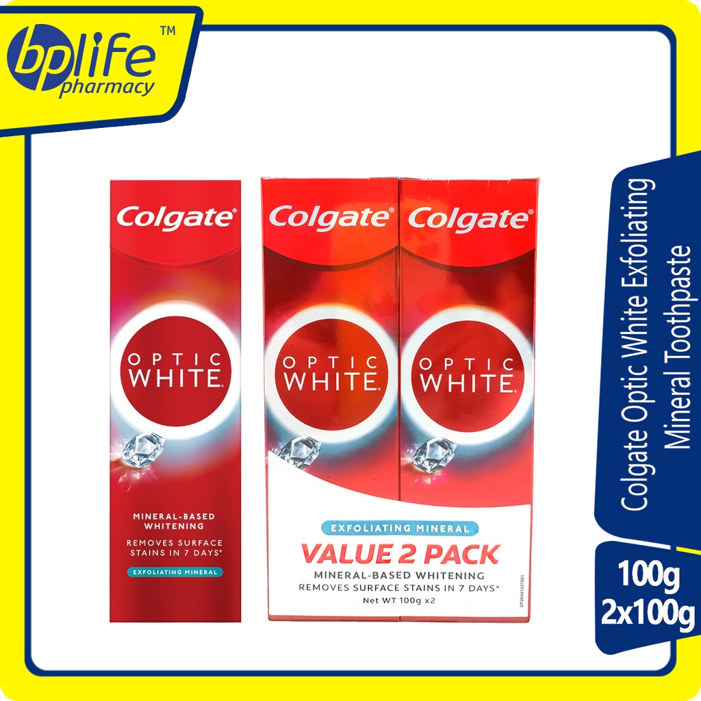 Colgate Optic White Exfoliating Mineral Toothpaste 100g / 2x100g ...