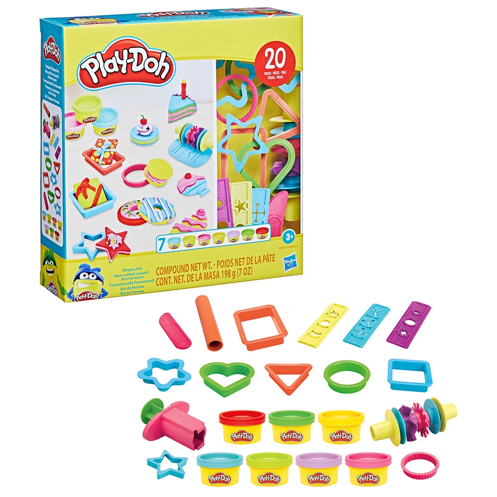 Play-Doh Imagine Shapes Theme Set with 20 Pieces Shapes Set Tools ...
