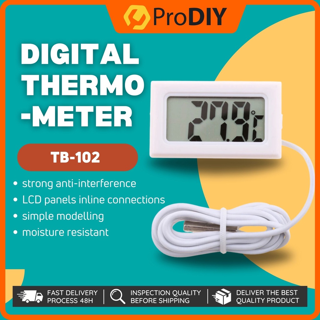 TB-102 Digital Thermometer Mini LCD Display Meter Fridge Freezer ...