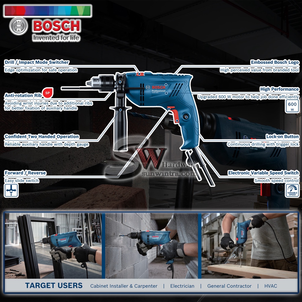 COMBO BOSCH GSB600 IMPACT DRILL / DRIVER PROFESSIONAL with X-LINE 33x ...