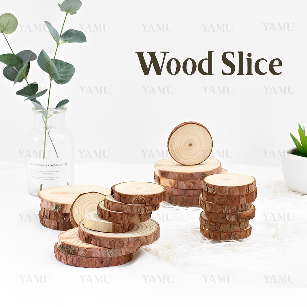YAMU Natural Pine Wood Slice Wooden Slice Candle Base Candle Coaster ...