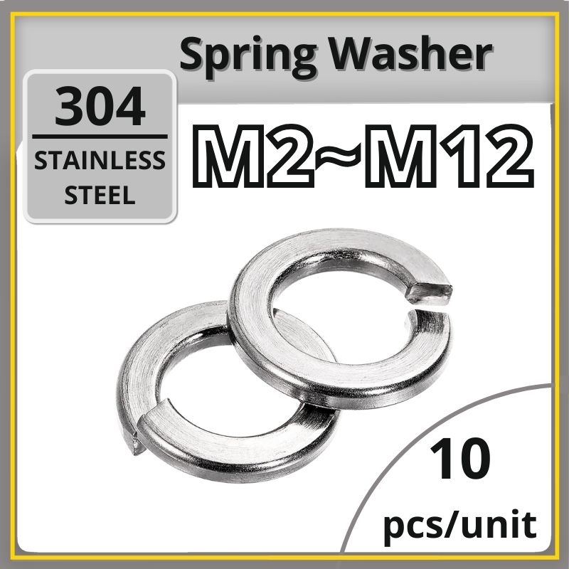 [10pcs] Spring Washer DIN127B | SUS 304 Stainless Steel Grade A2-70| M2 M2.5 M3 M3.5 M4 M5 M6 M8 ...