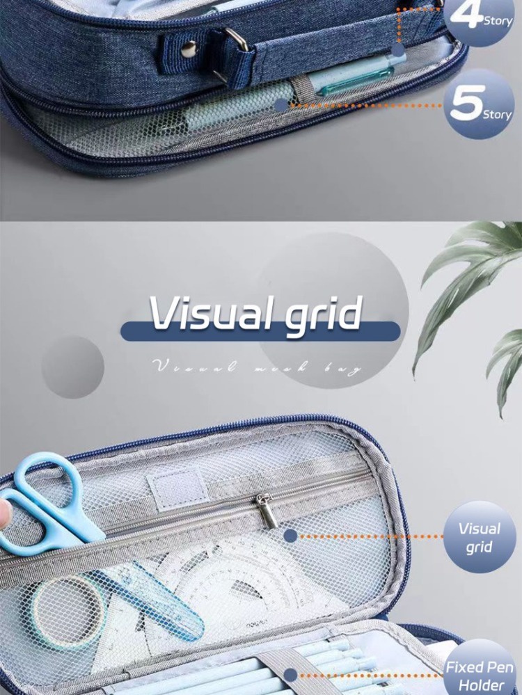 Large Capacity Pencil Case Canvas Pencil Box Korean Portable Pencil Bag ...