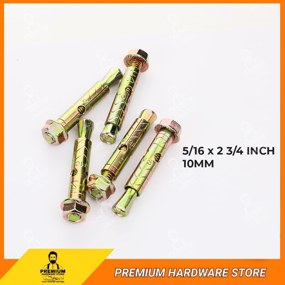 PREMIUM Sleeve Anchors 5/16 x 2 3/4 10mm (5 PCS) Metal Screw Wall Plug ...