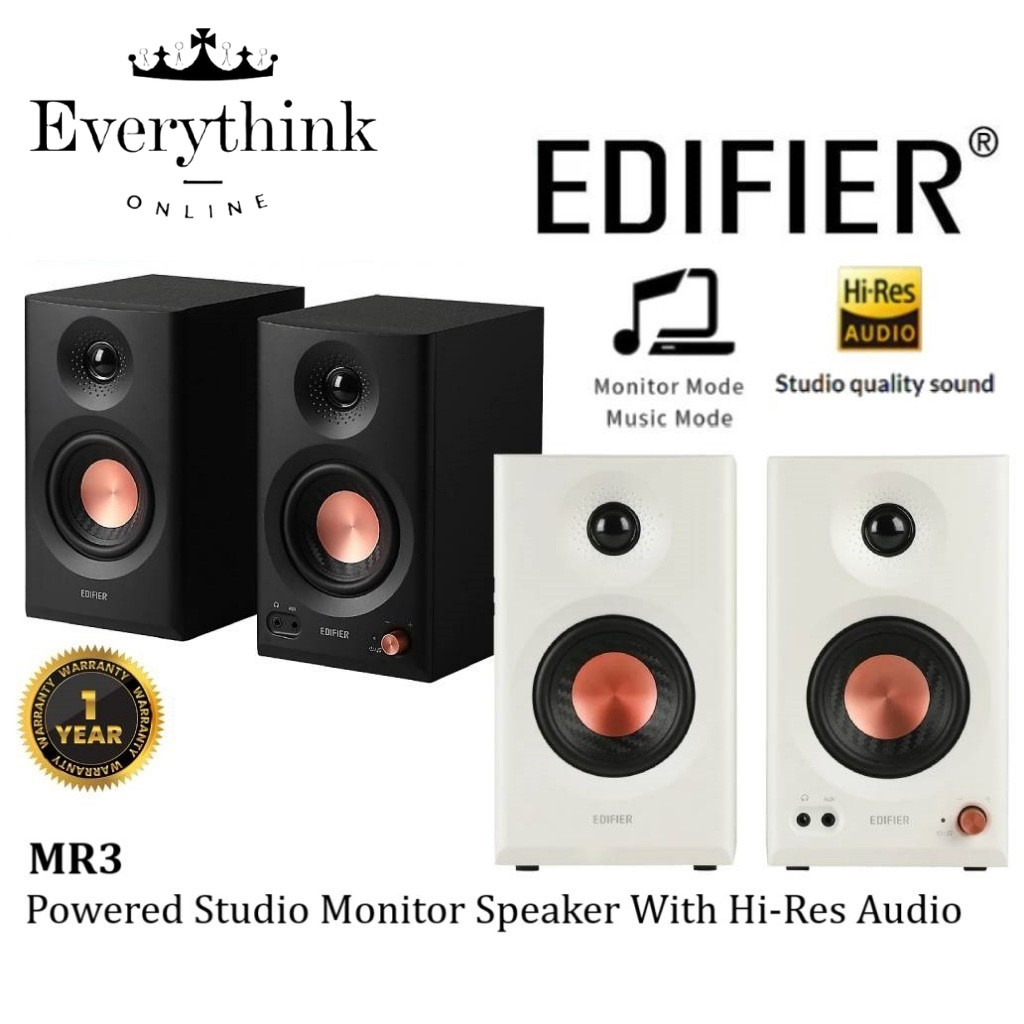 EDIFIER MR3 STUDIO MONITOR BLUETOOTH BOOKSHELF SPEAKER WITH HI-RES ...
