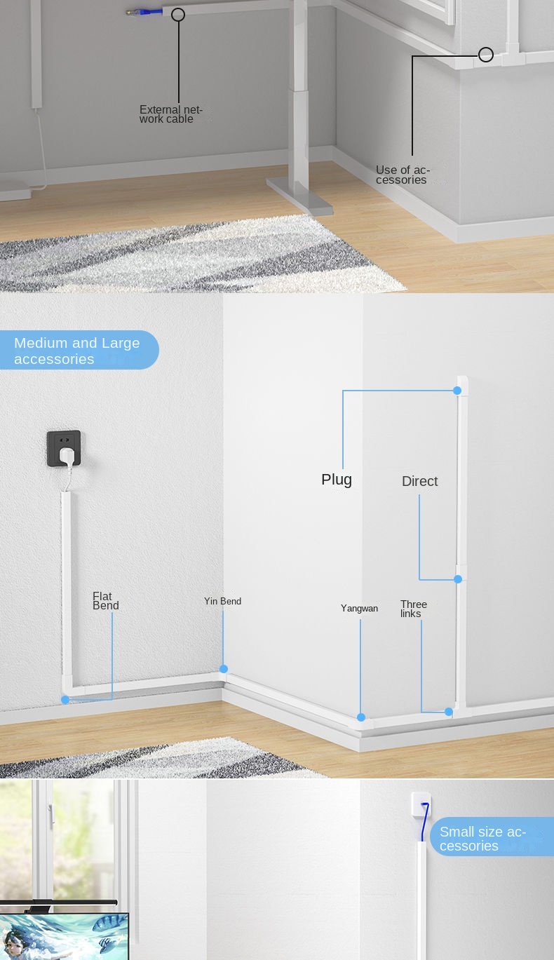 PVC Self-Adhesive Trunking Mini Square Trunking Network Power Cable ...