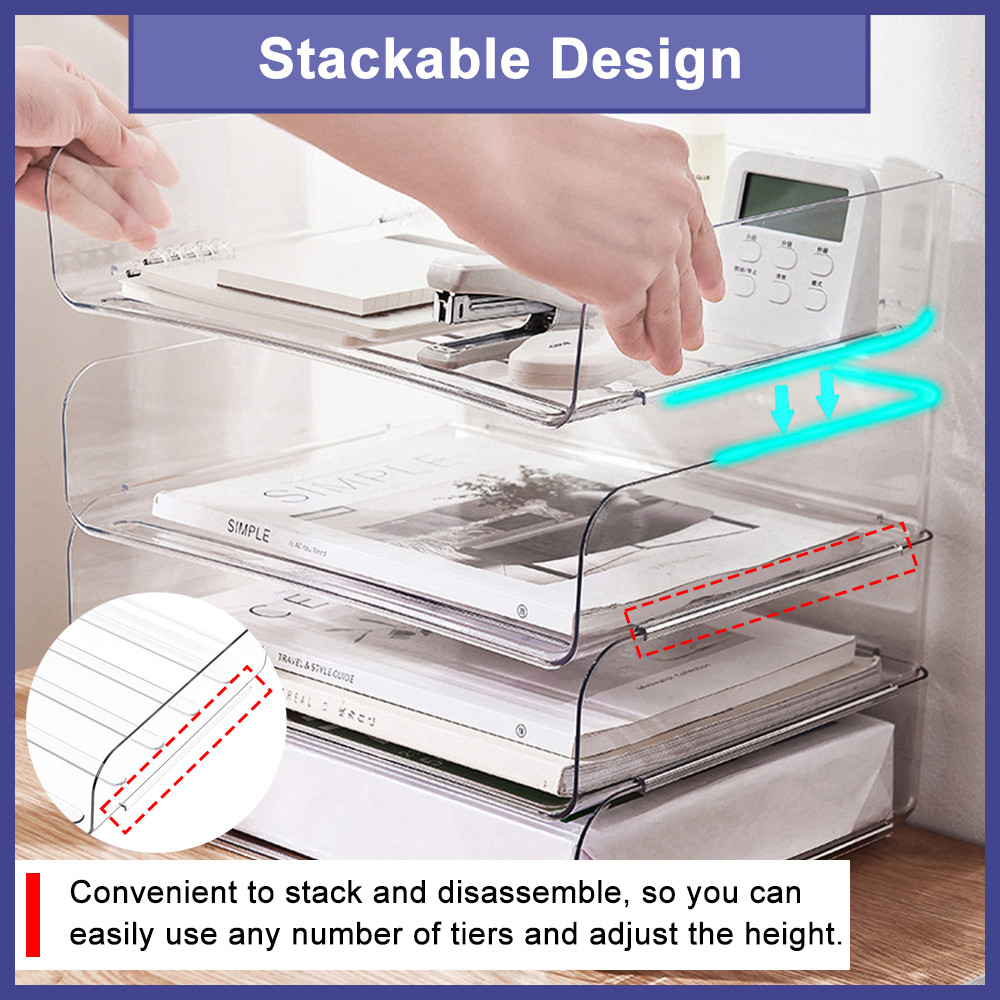 Borong365 Stackable Transparent Document Rack File Document Letter ...