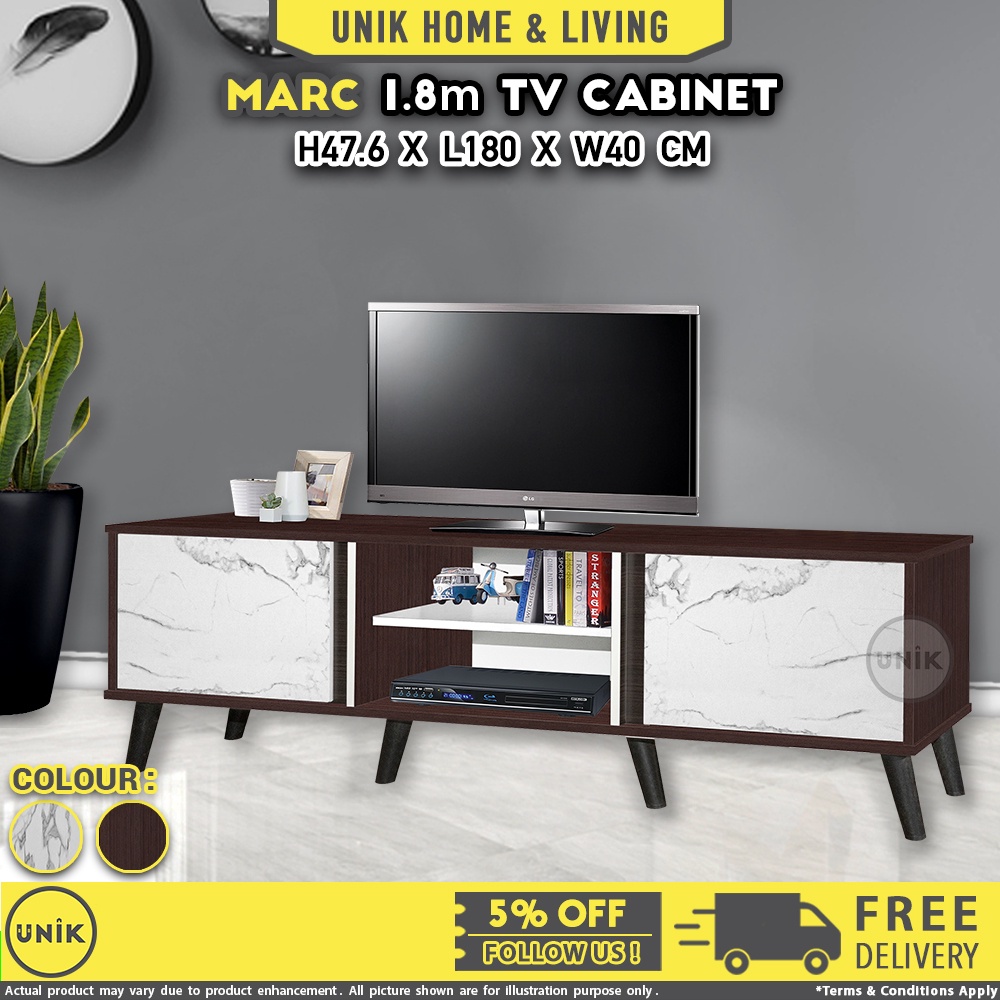 [UNIK] MARC TV Hall Cabinet Media Unit Console with Doors and Compartments | Kabinet Almari Rak ...