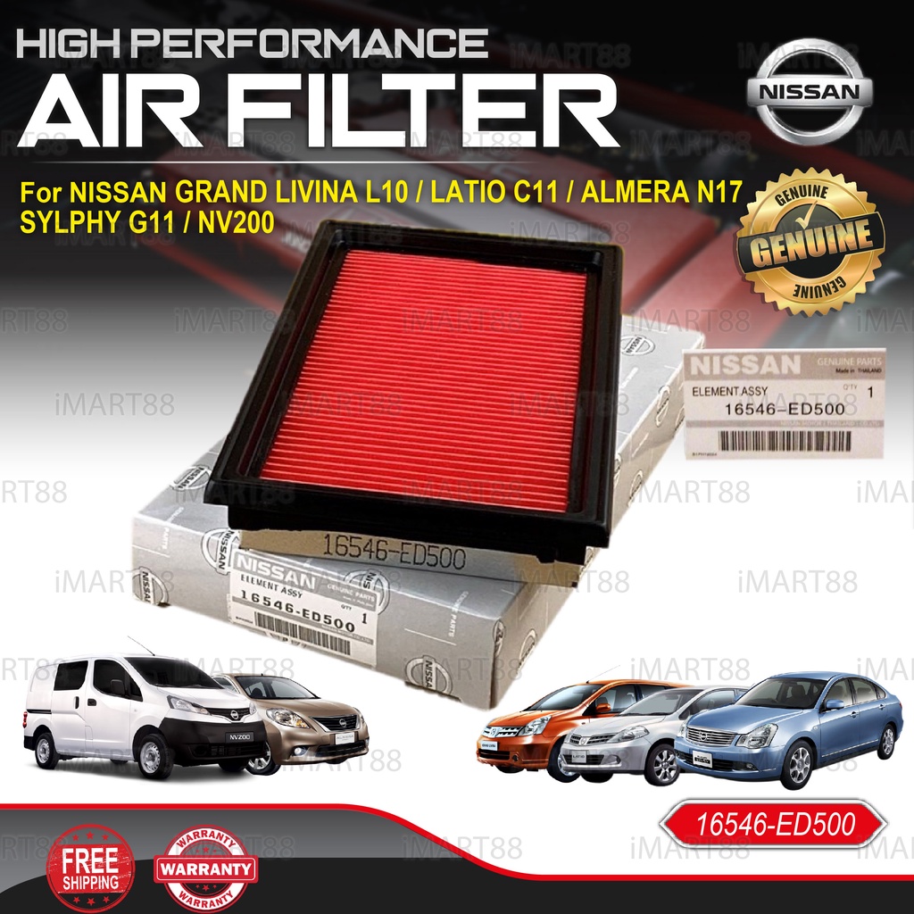 ORIGINAL NISSAN AIR FILTER ENGINE 16546-ED500 GRAND LIVINA L10 LATIO ...