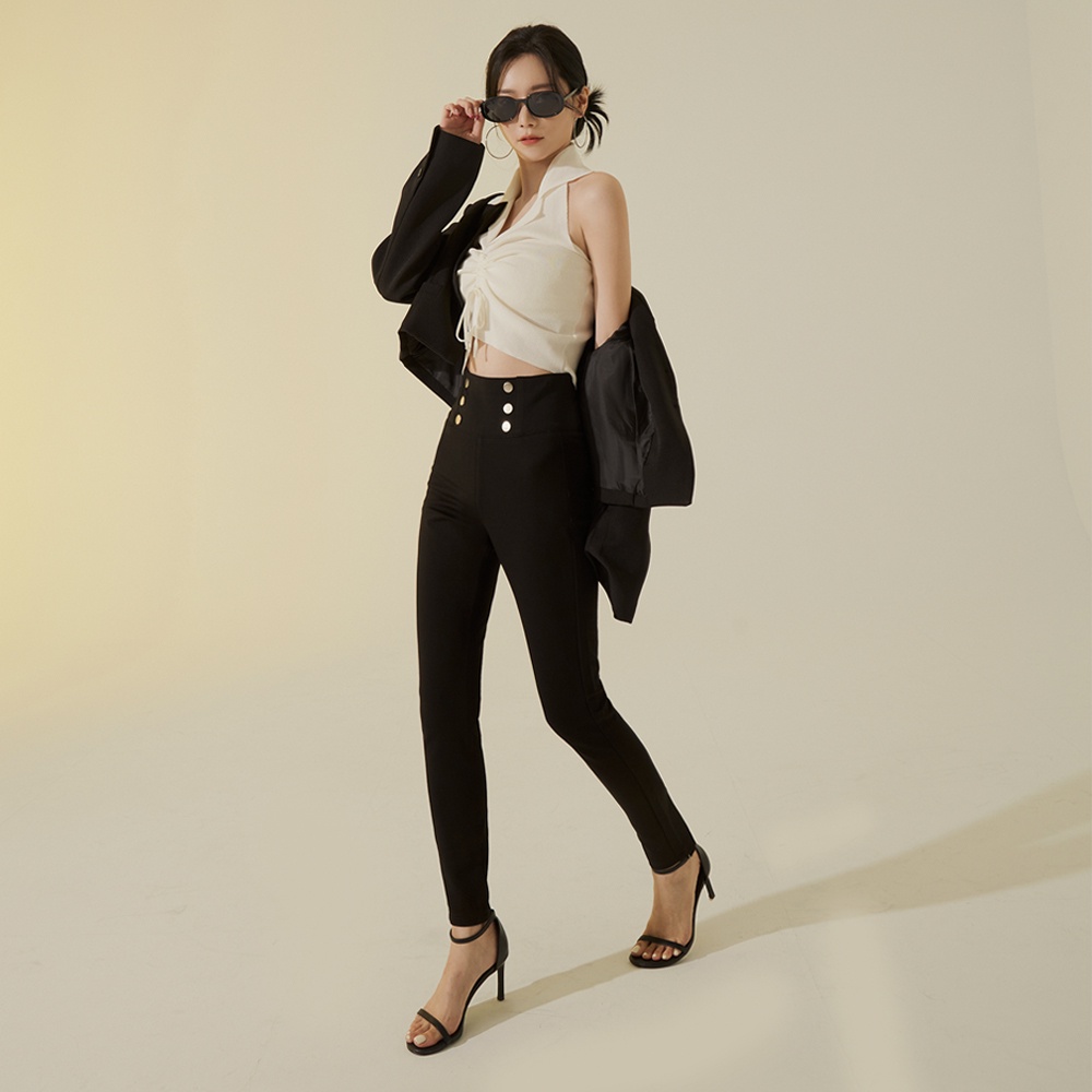 OB Visual Fine-5kg.styling Breasted Elastic Narrow-Leg Magic Slimmer Look Pants Large Size ...