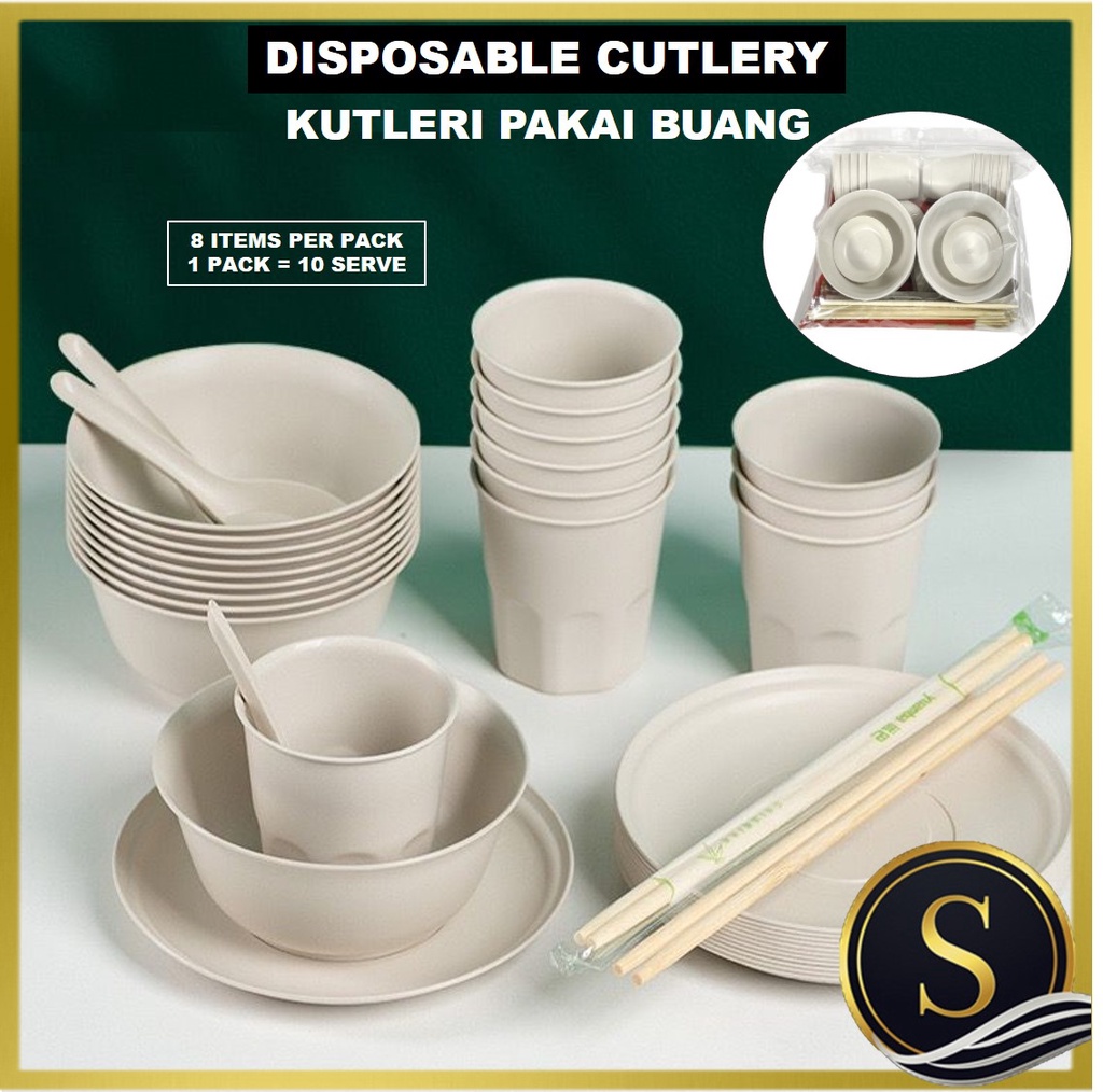 Rice Husk Tableware Dishes Disposable Degradable Household Outdoor ...