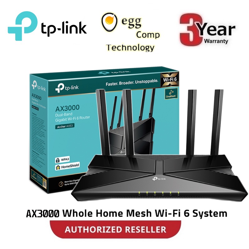 TP-Link Archer AX53 AX3000 Dual Band Gigabit Wi-Fi 6 Router High power ...