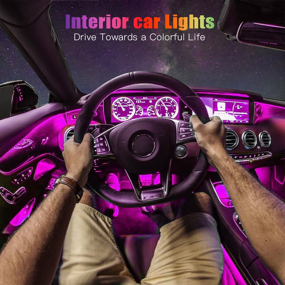 Latest Version 36 LED Car Atmosphere Lights Neon Lamp DIY RGB Colorful ...