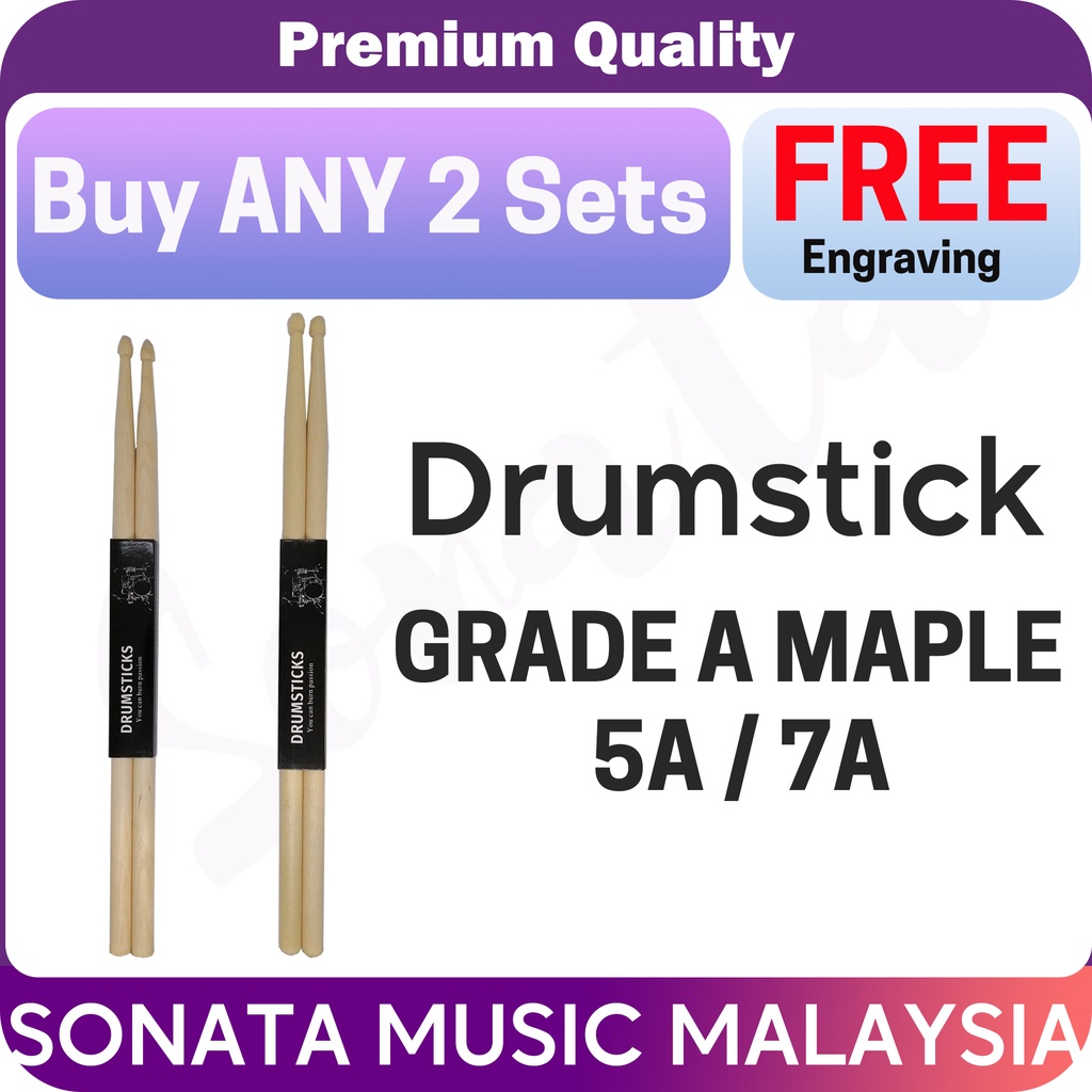 JIE YANG GRADE A MAPLE 7A DRUMSTICKS (1 PAIR) for DRUMS / DRUMMER | Shopee Malaysia