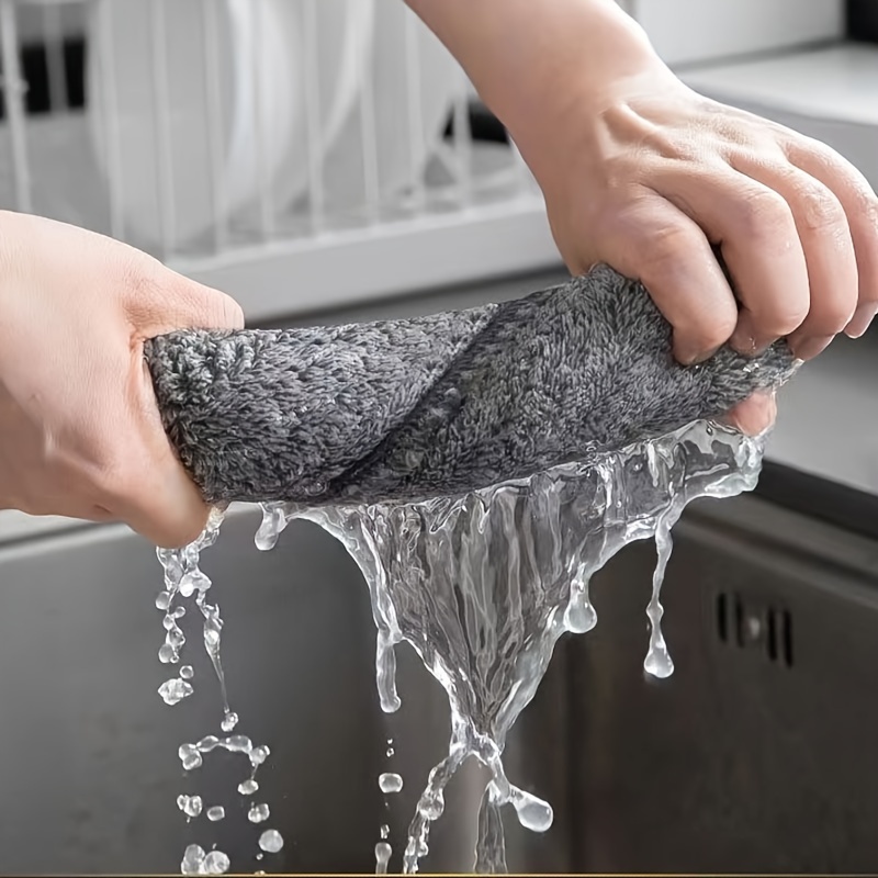 5PCS Thickened Bamboo Charcoal Fiber Cloth: Oil-Absorbent Dish Washing ...