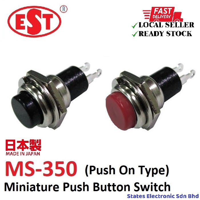 EST MS-350 Miniature Push Button Switch (Push On Type) - Red or Black | Shopee Malaysia