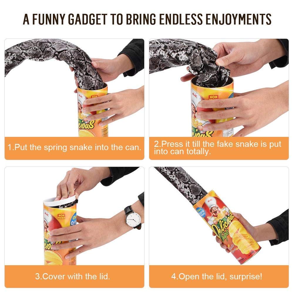 Funny Potato Chip Can Jump Spring Snake roach Toy Gift April Fool Day ...