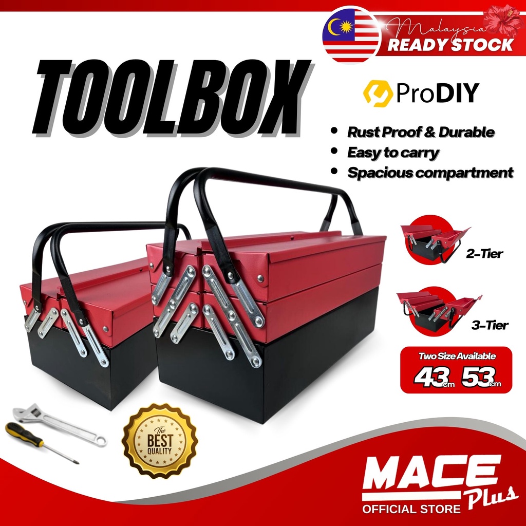 Multipurpose Metal Toolbox Empty Compartment Storage Organizer 2 Tier 3 ...