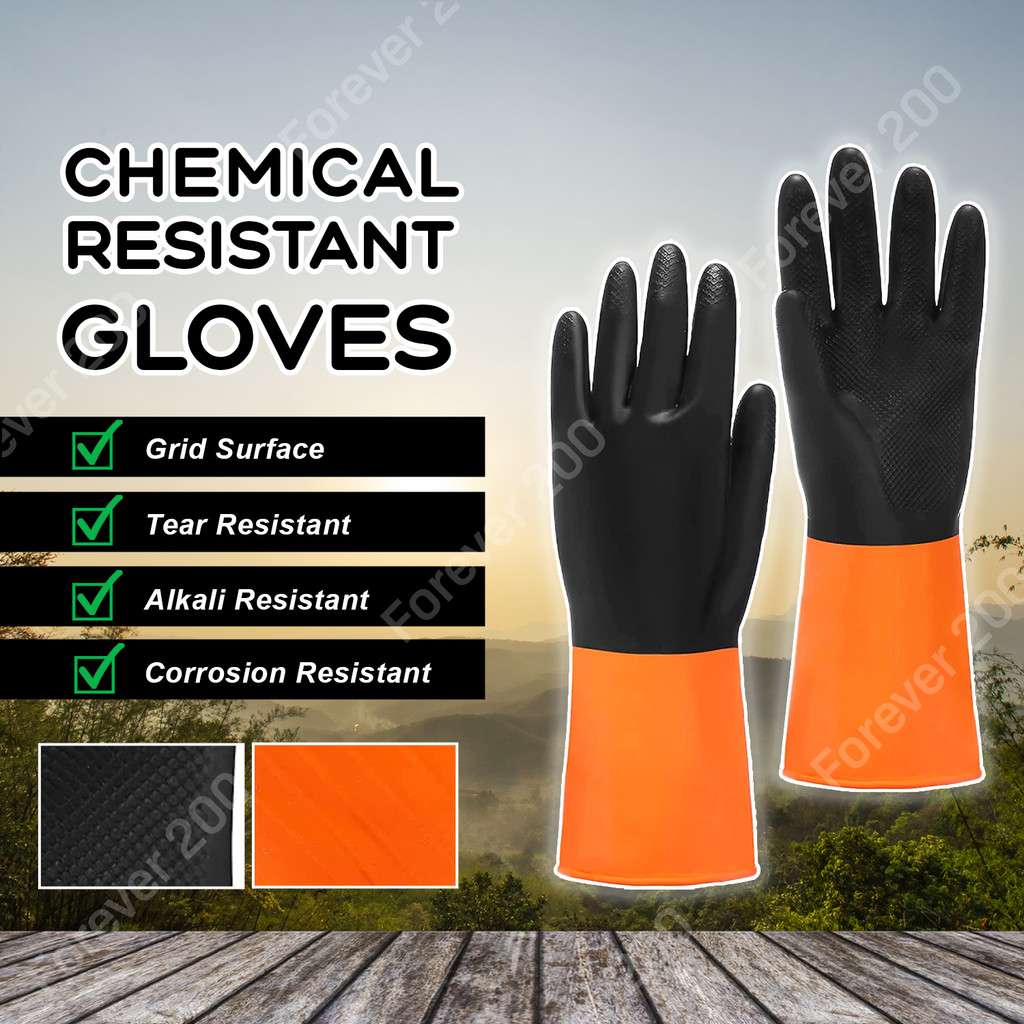 Heavy Duty Chemical Resistant Gloves Industrial Rubber Glove Sarung ...