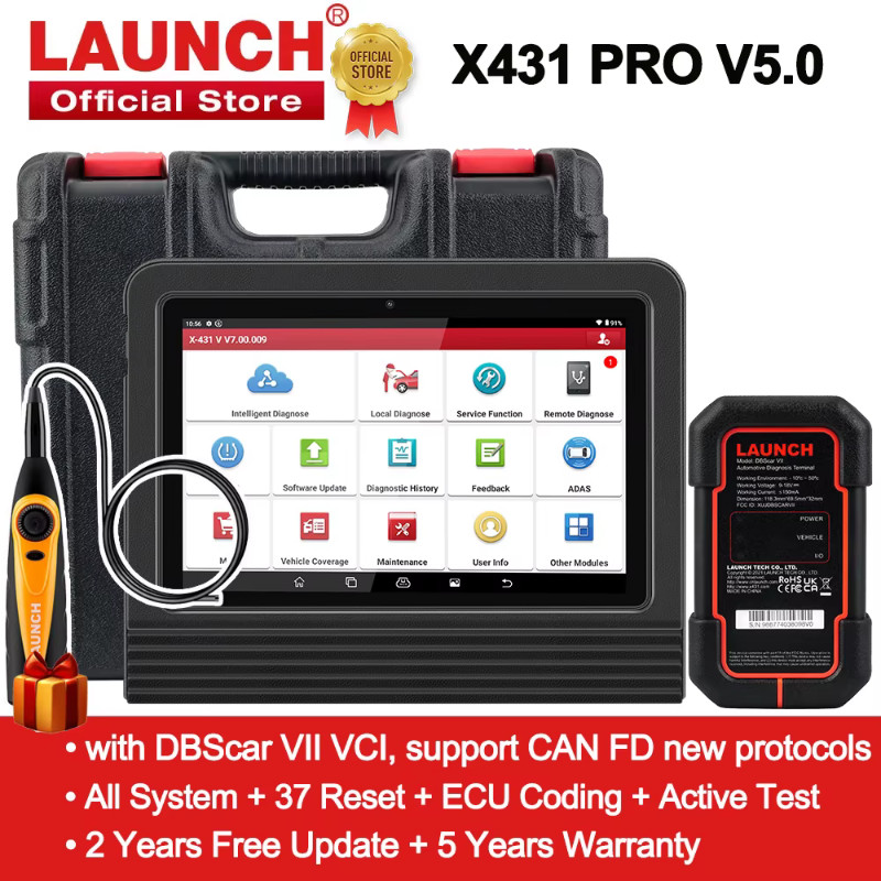 LAUNCH X431 PRO V5.0 Automative Car Diagnostic Tools CAN FD DOIP OBD OBD2 Scanner ECU Coding ...