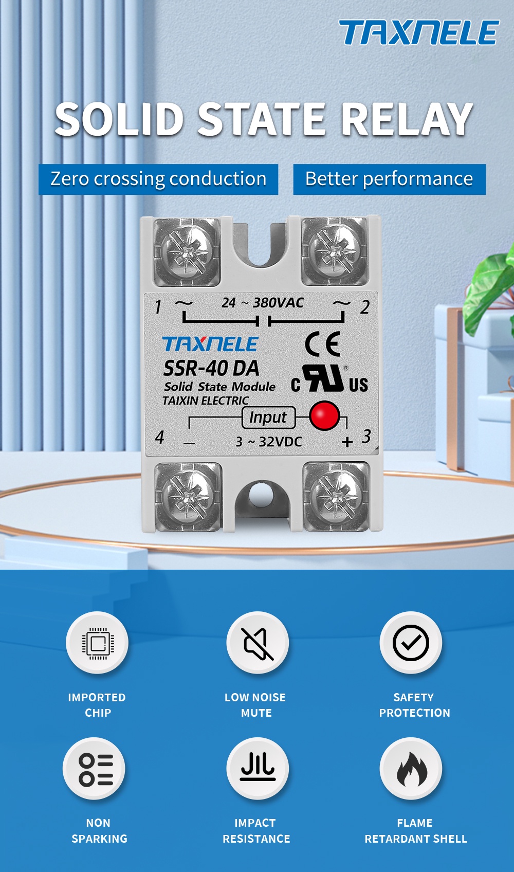 Single Phase Solid State Relay SSR-40DA SSR-25DA SSR-10DA DC To AC 3 ...
