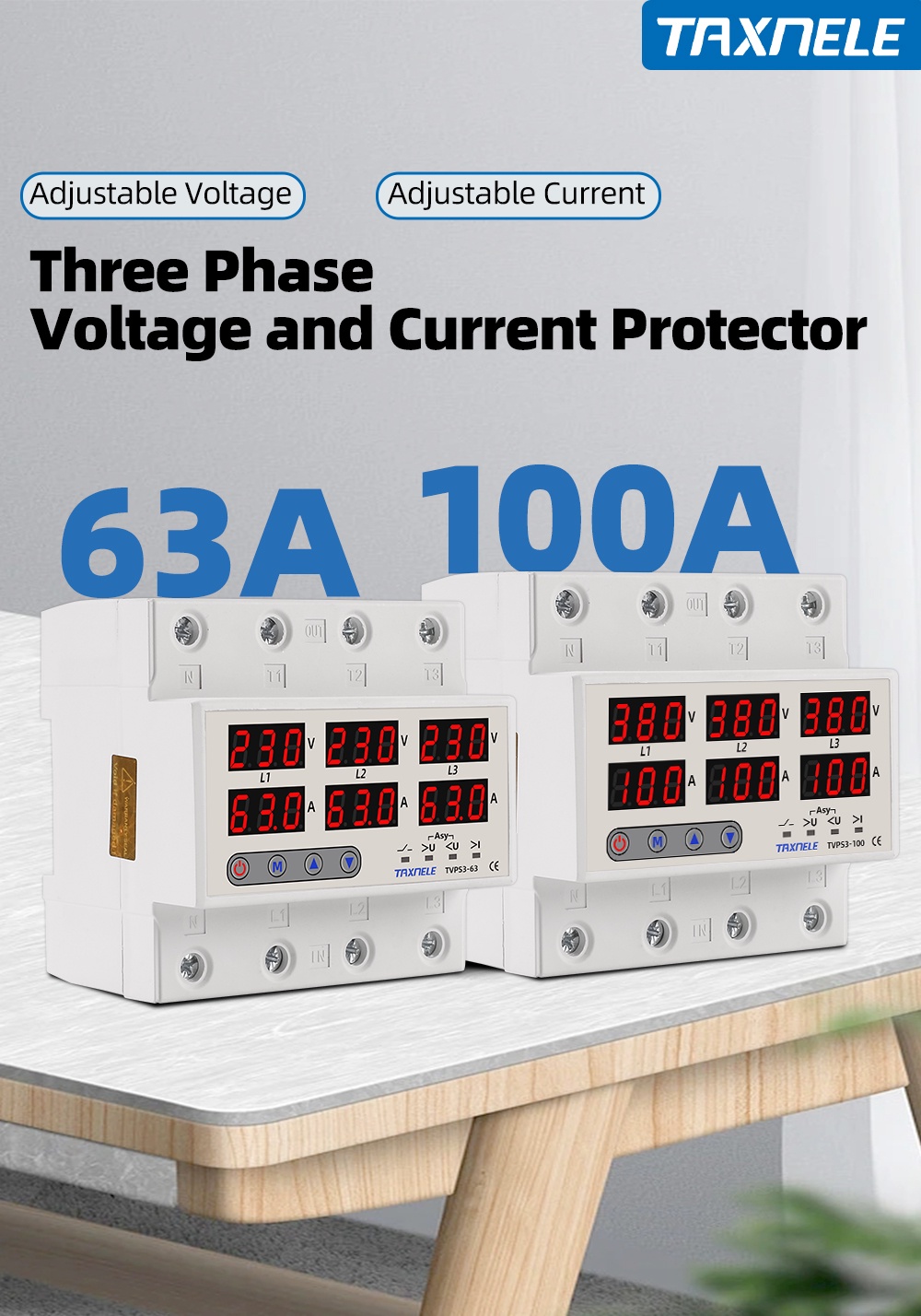 Three Phase Voltage Current Relay Protector 100A 63A 60A 220V 380V 110V ...