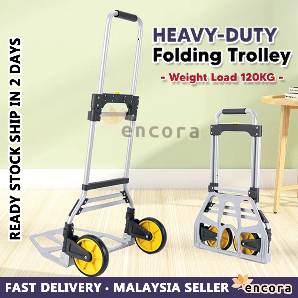 [120KG] Encora Heavy Duty Folding Trolley Aluminium Hand Truck Troli ...