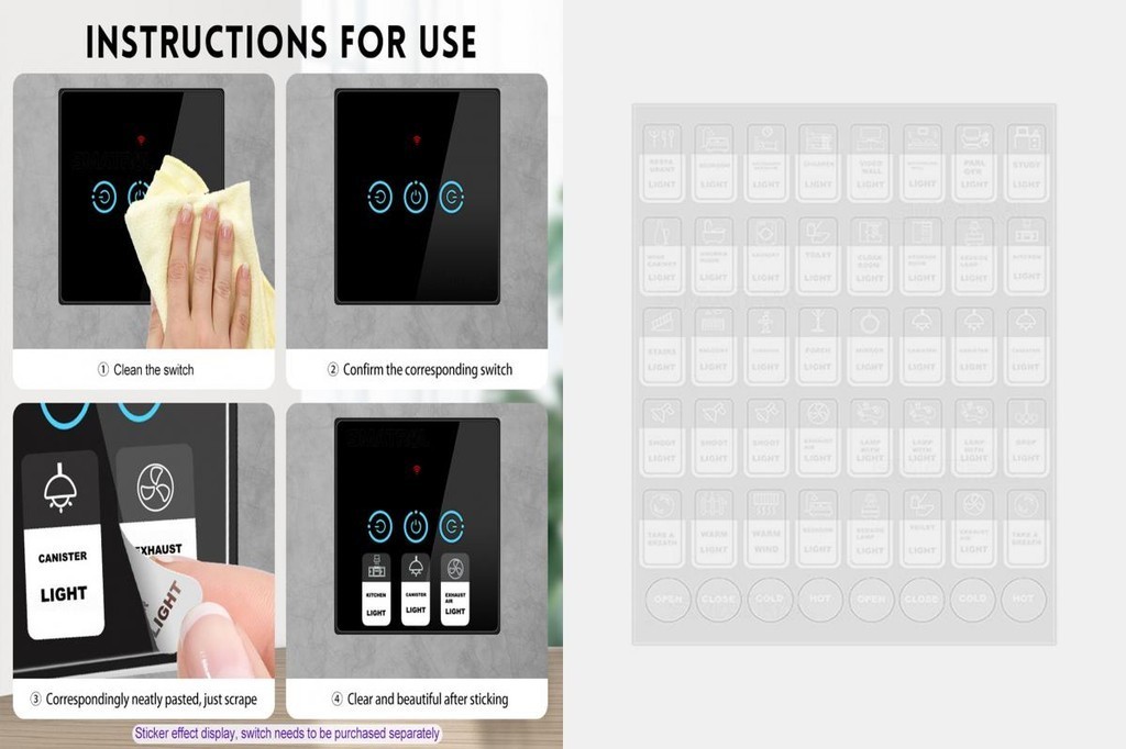 moreorders| 1 Sheet Appliances Icon Logos English Print Self-adhesive ...