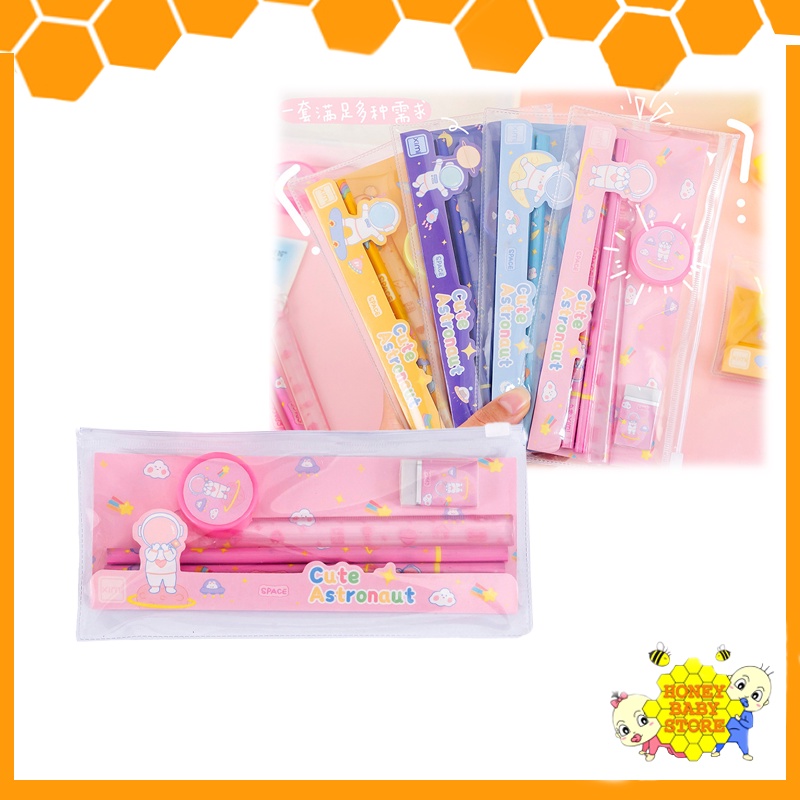 Cute School Stationery Set With Astronaut Design Zip Lock Bag ...